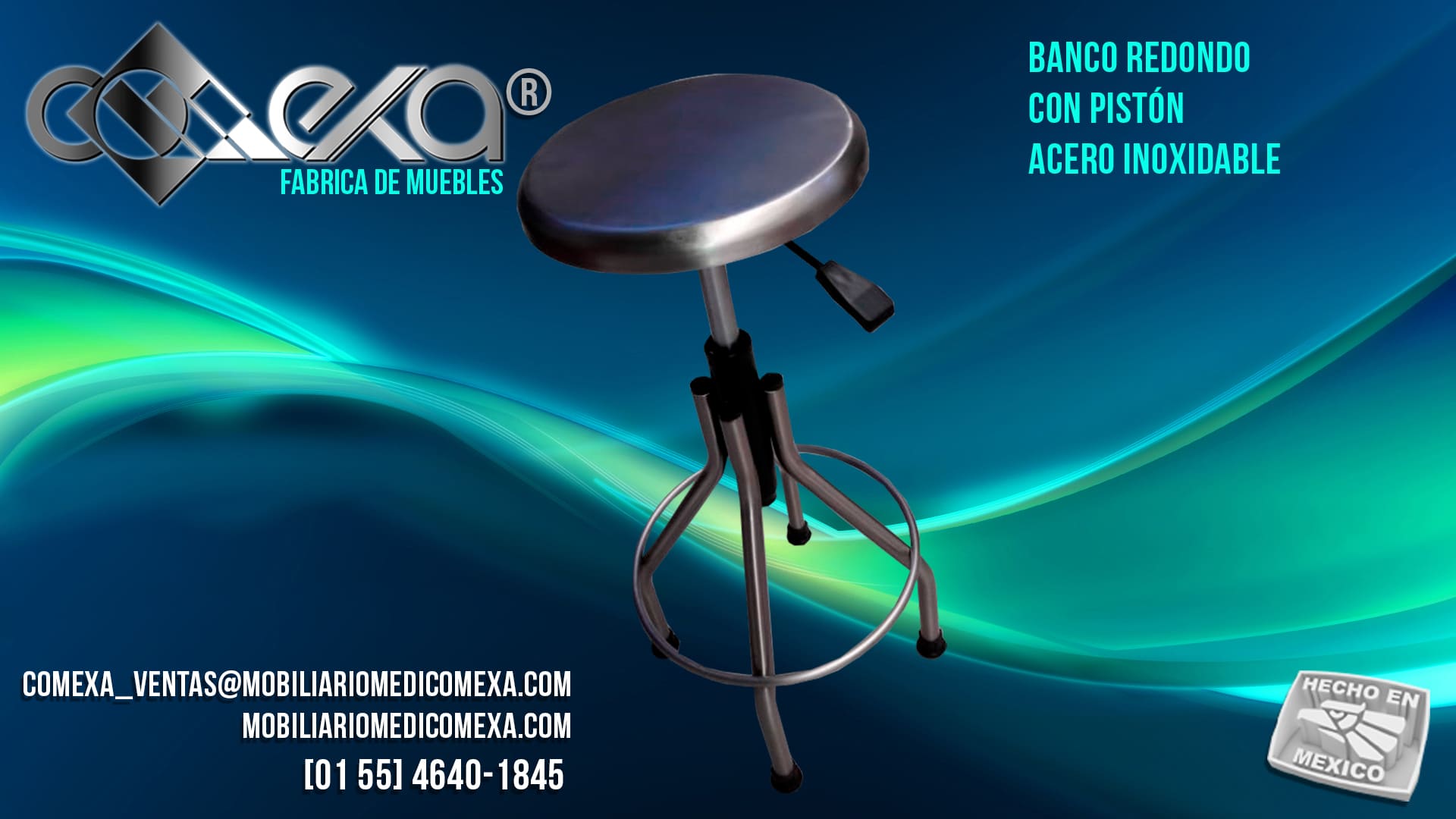 Banco redondo con pistón | Mobiliario Médico Comexa